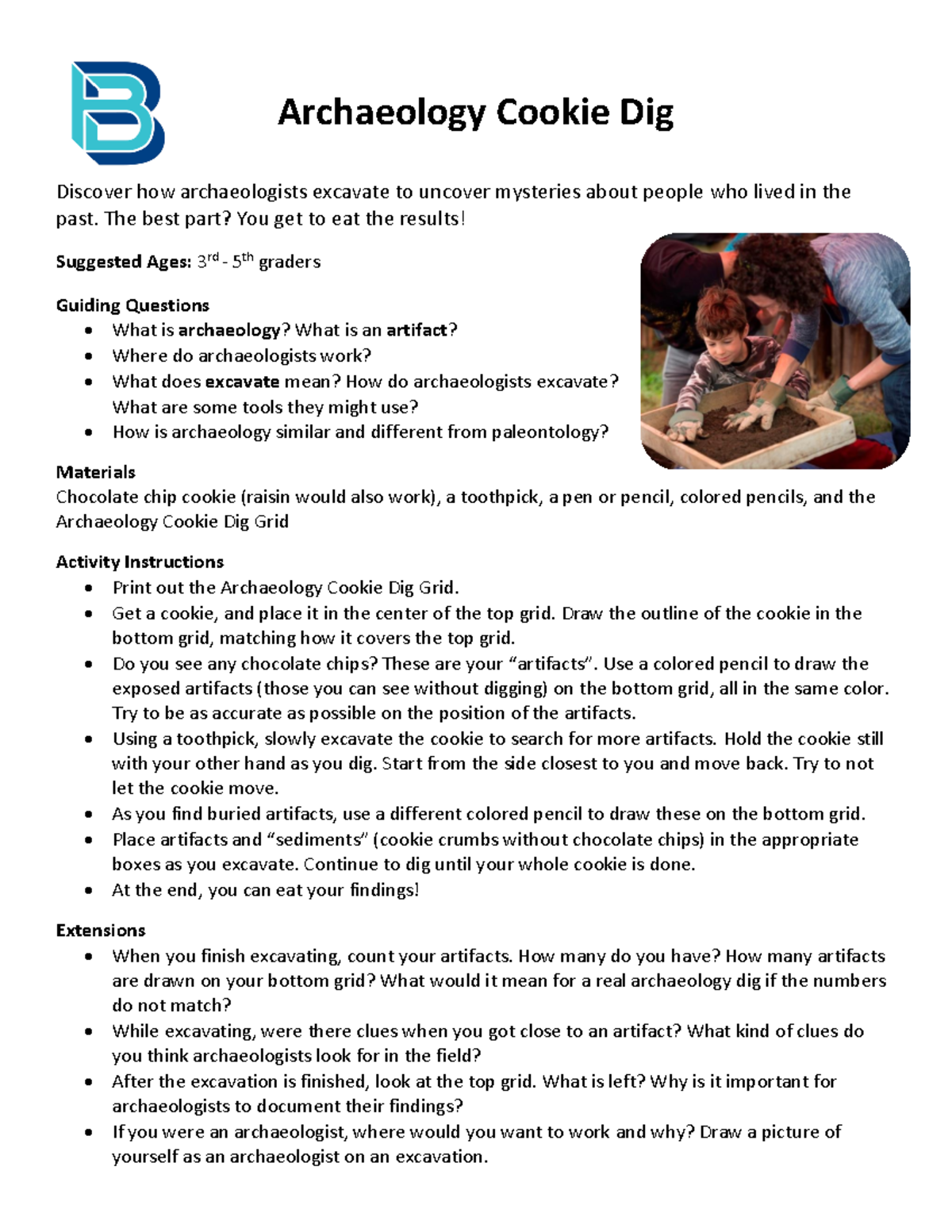 Archaeology Cookie Dig Activity for Grades 3-5: Enjoy Learning! - Studocu