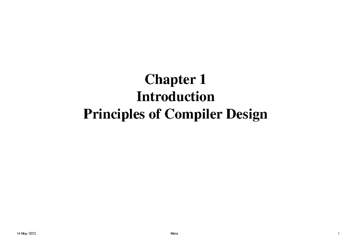 CH-1-Introduction to Compilers: Principles of Compiler Design - Studocu