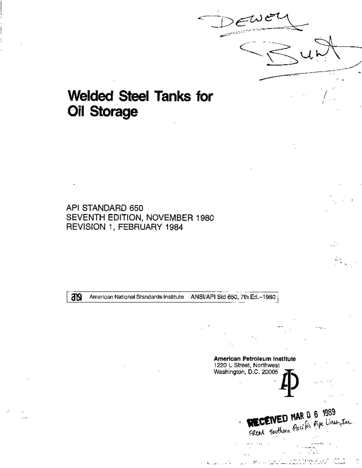 API 650 Standard for Welded Steel Tanks for Oil Storage (Rev 1) - Studocu