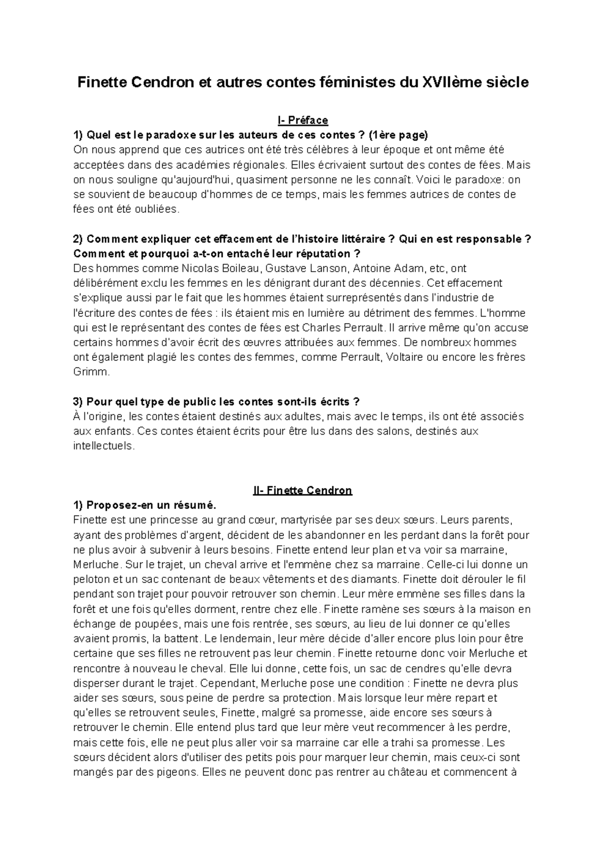 Finette Cendron et Contes Féministes du XVIIe Siècle : Analyse et ...