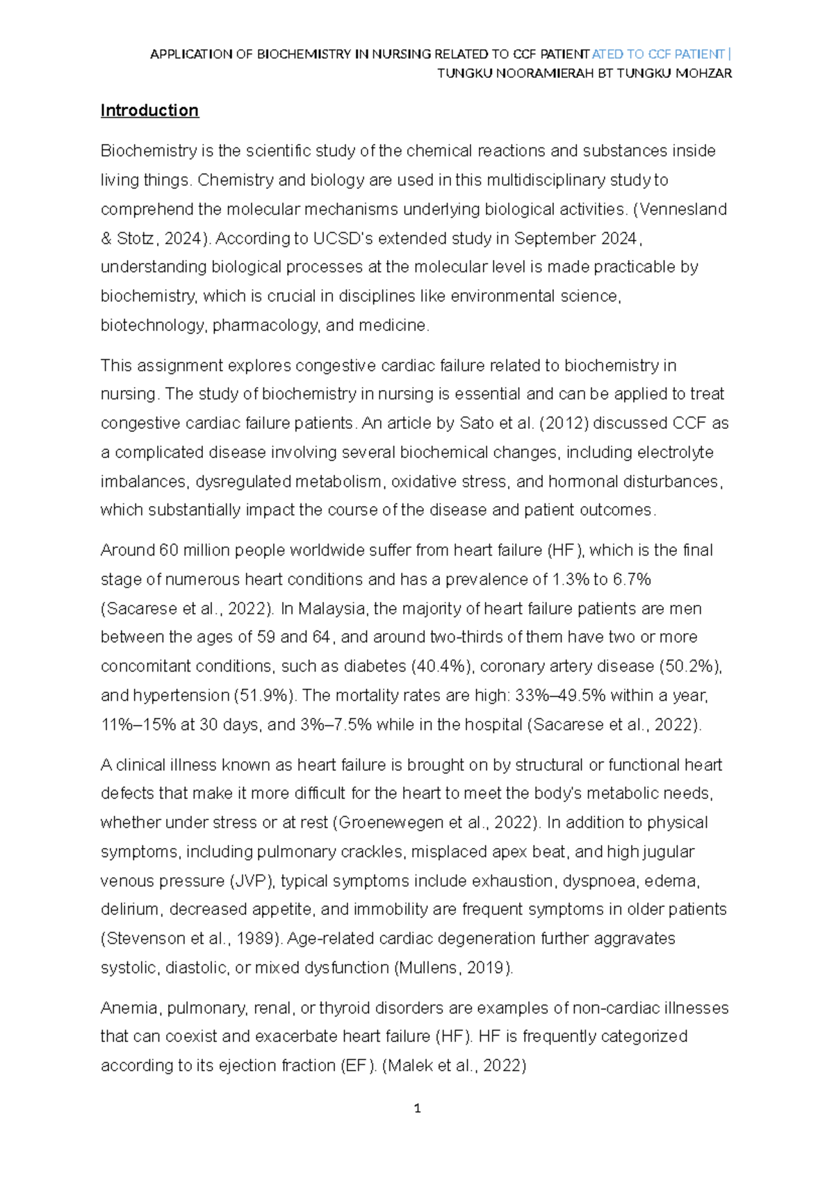 Application OF Biochemistry Related TO CCF Patient - APPLICATION OF ...