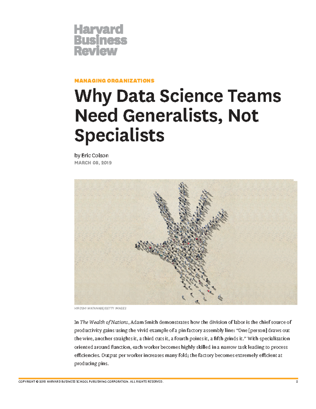 Managing Organizations: Why Data Science Teams Need Generalists, Not ...