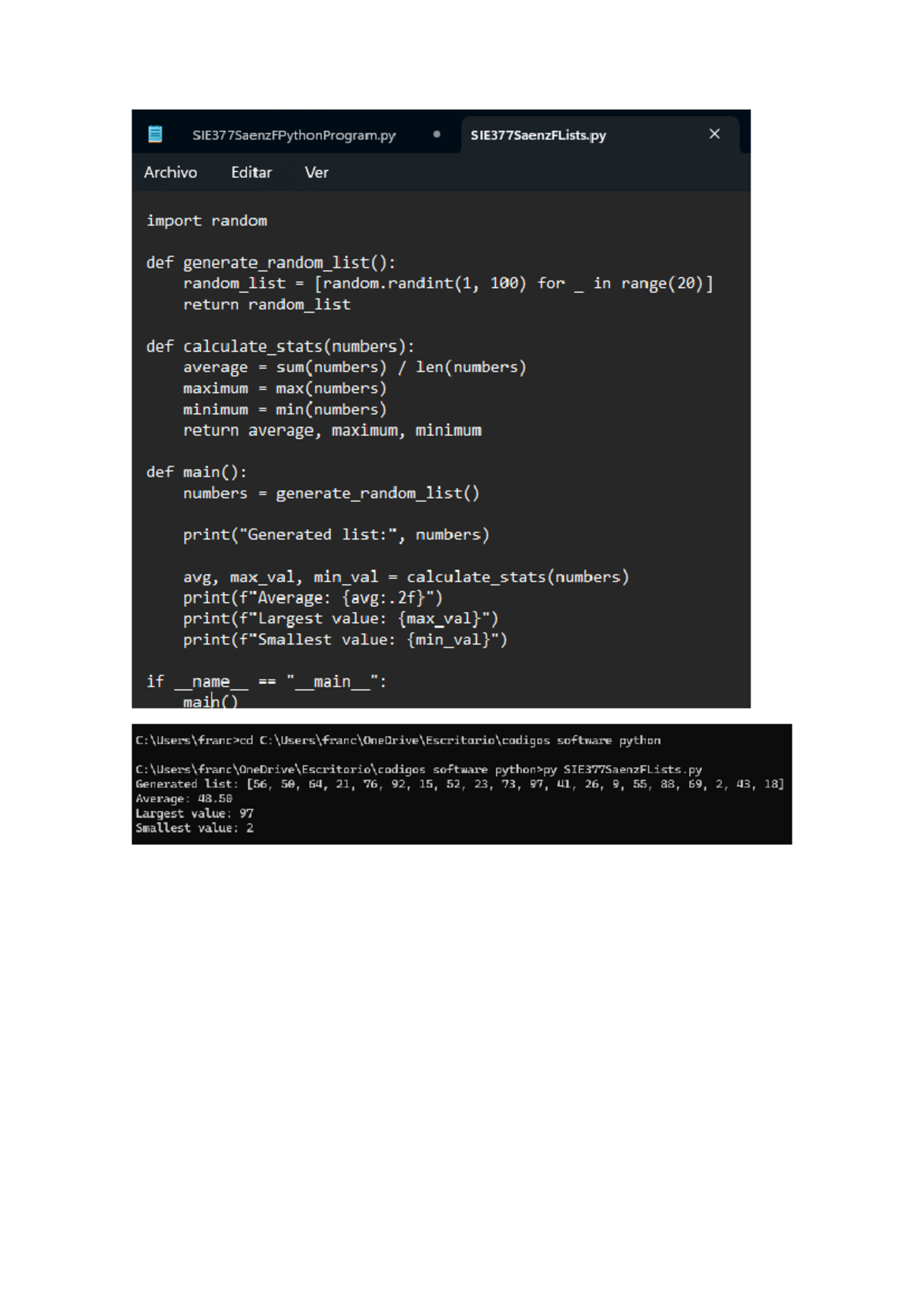 SIE377 Final Project: Python Random List Stats and Analysis - Studocu