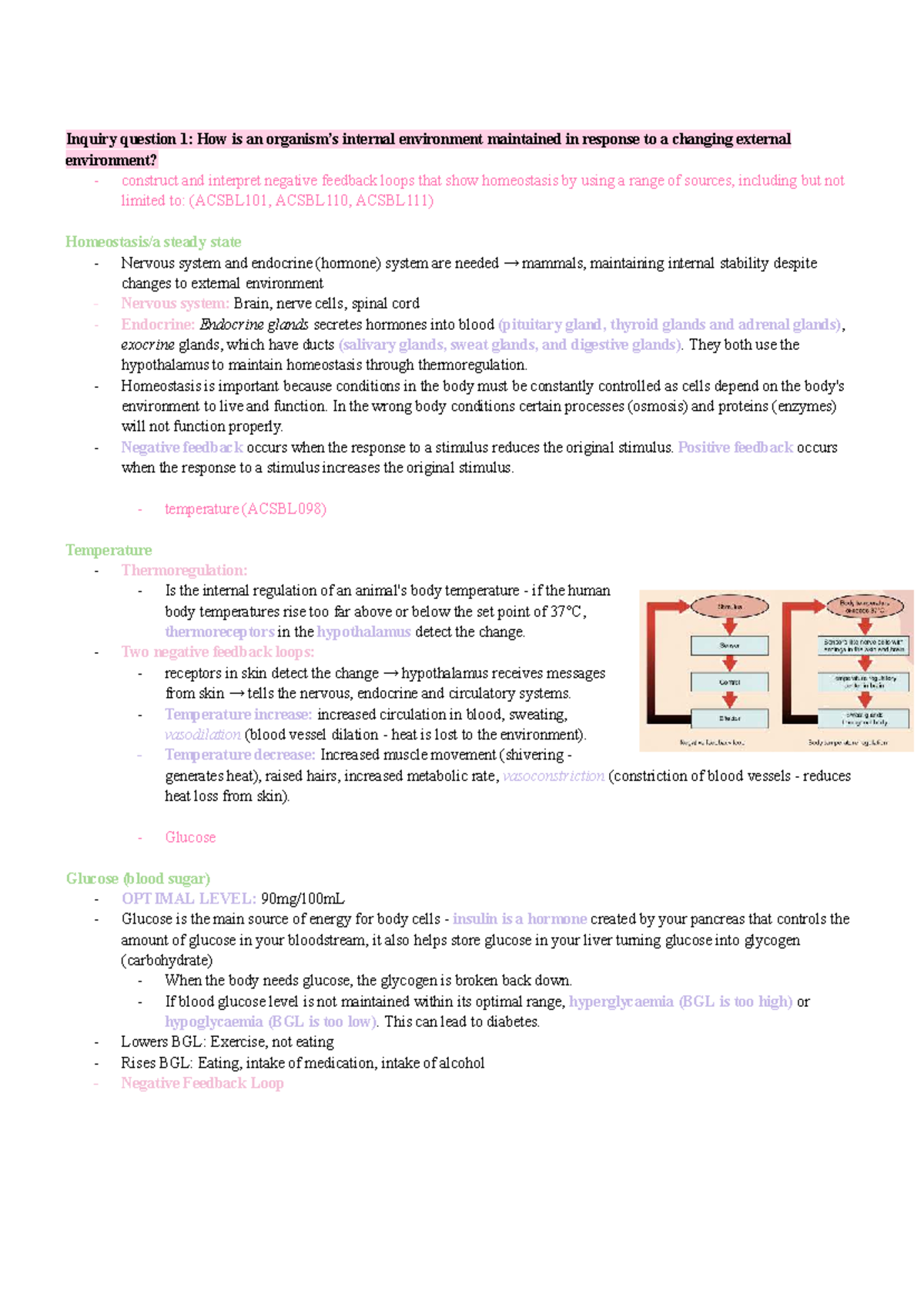 Bio Year 12 - Module 8 - Non-Infectious Diseases: Homeostasis ...