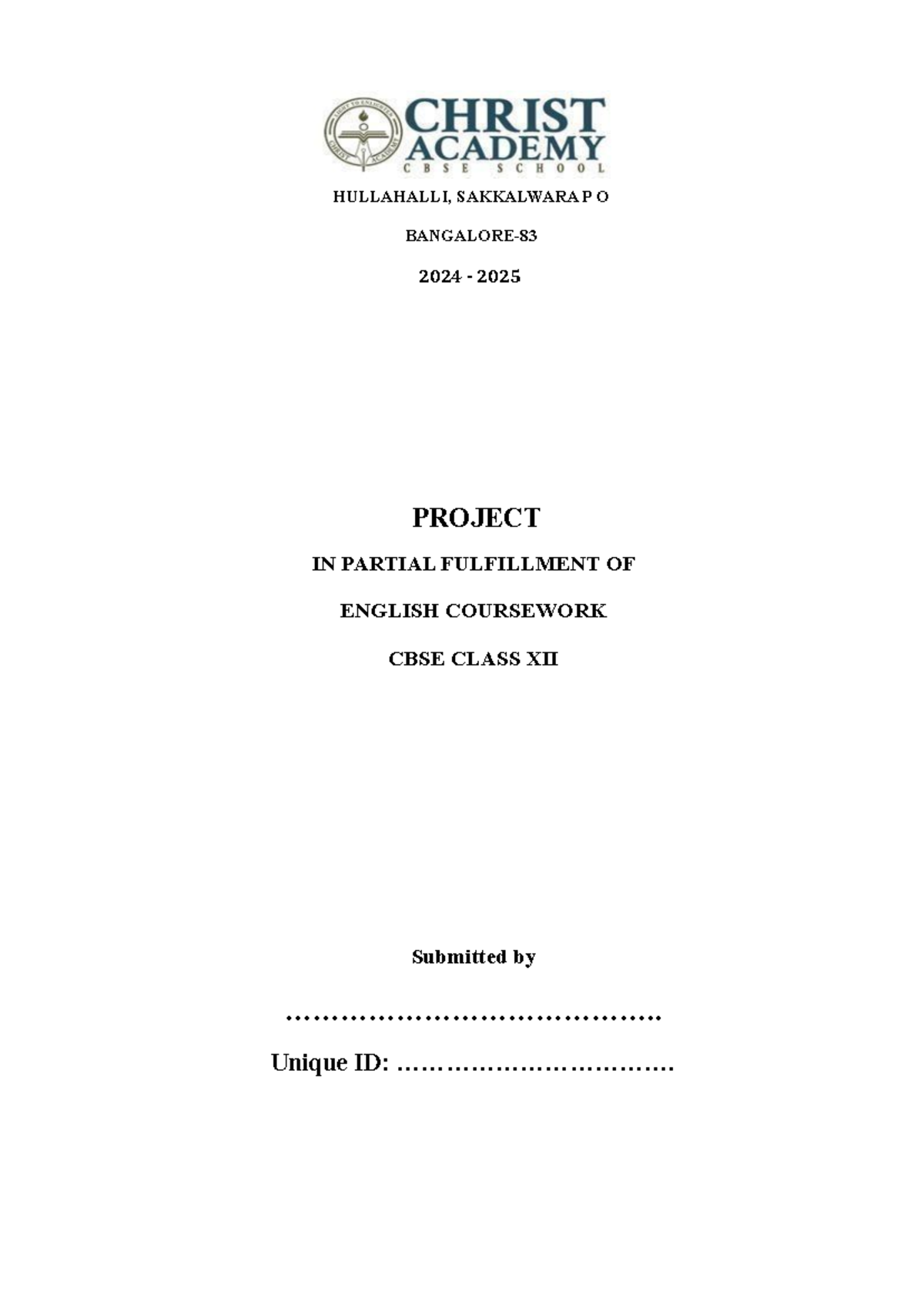 Eng Project 3 pages - nothing - HULLAHALLI, SAKKALWARA P O BANGALORE ...
