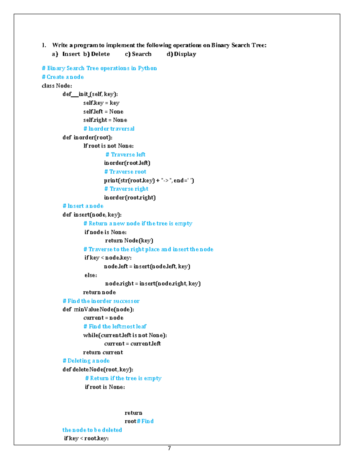 ADSA 101 Lab Manual: Implementing BST, Splay Trees & Merge Sort - Studocu
