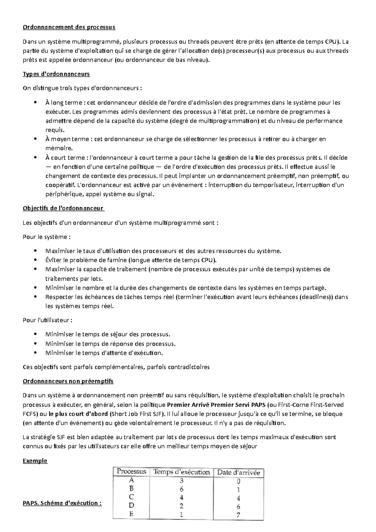 Ordonnancement des Processus dans un Système Multiprogrammé - Studocu