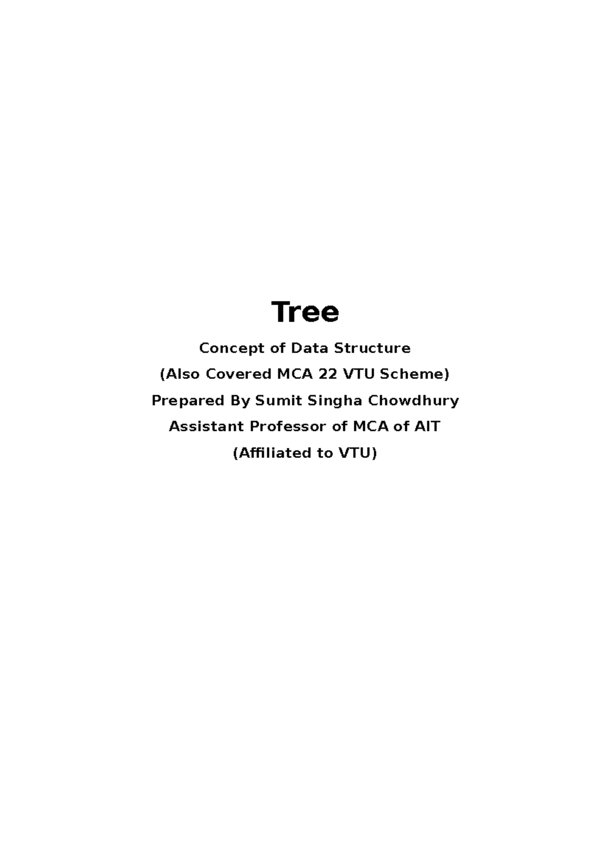 MCA 22: Comprehensive Notes on Tree Data Structures - Studocu