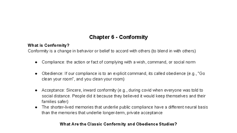 Social Psychology - Chapter 6: Understanding Conformity and Obedience ...