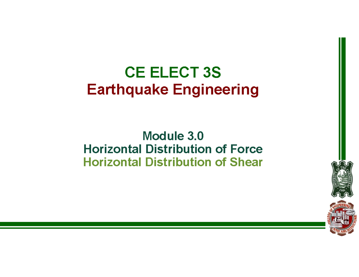 CE+ Elect+3S+Module+3 - CE ELECT 3S Earthquake Engineering Module 3 ...