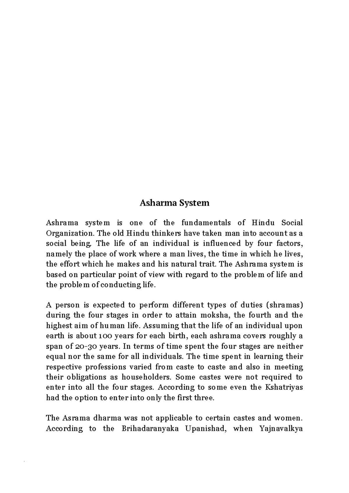 The Four Ashramas in Hindu Life: Stages, Duties & Spiritual Goals - Studocu