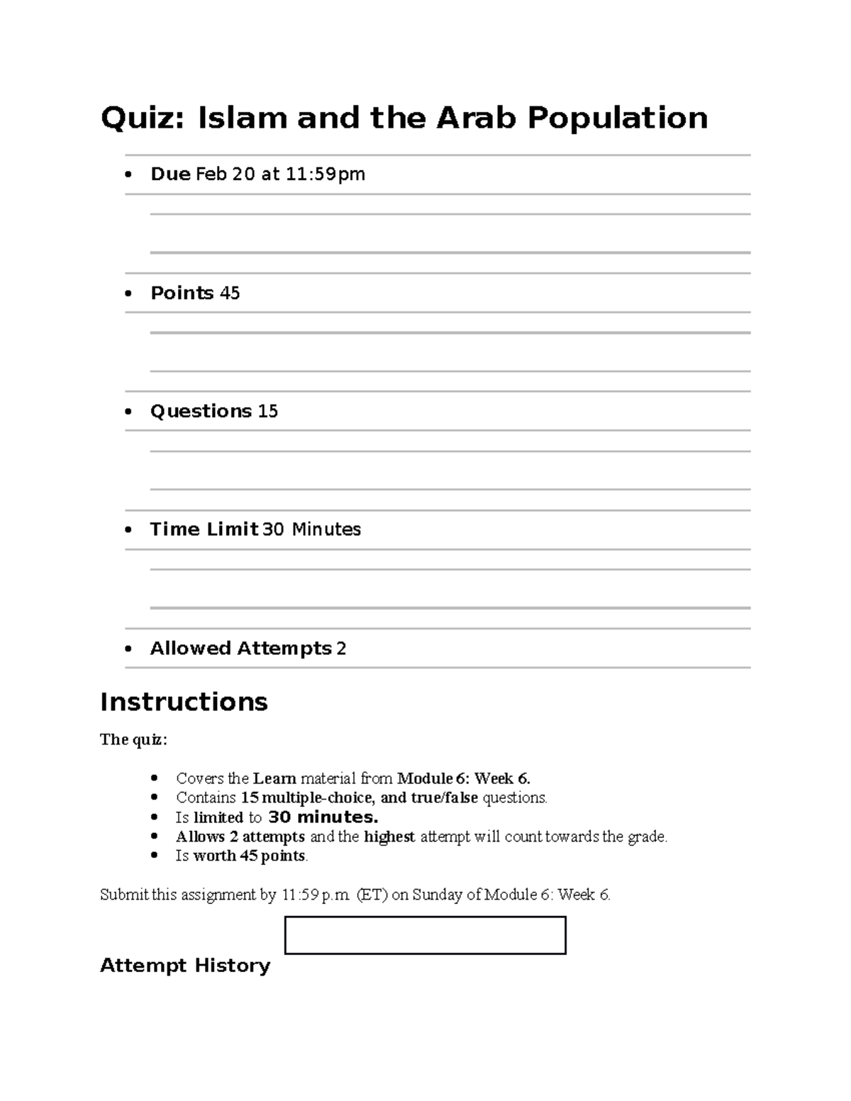 Quiz 6 Study Guide: Islam and Arab Population Insights - Studocu