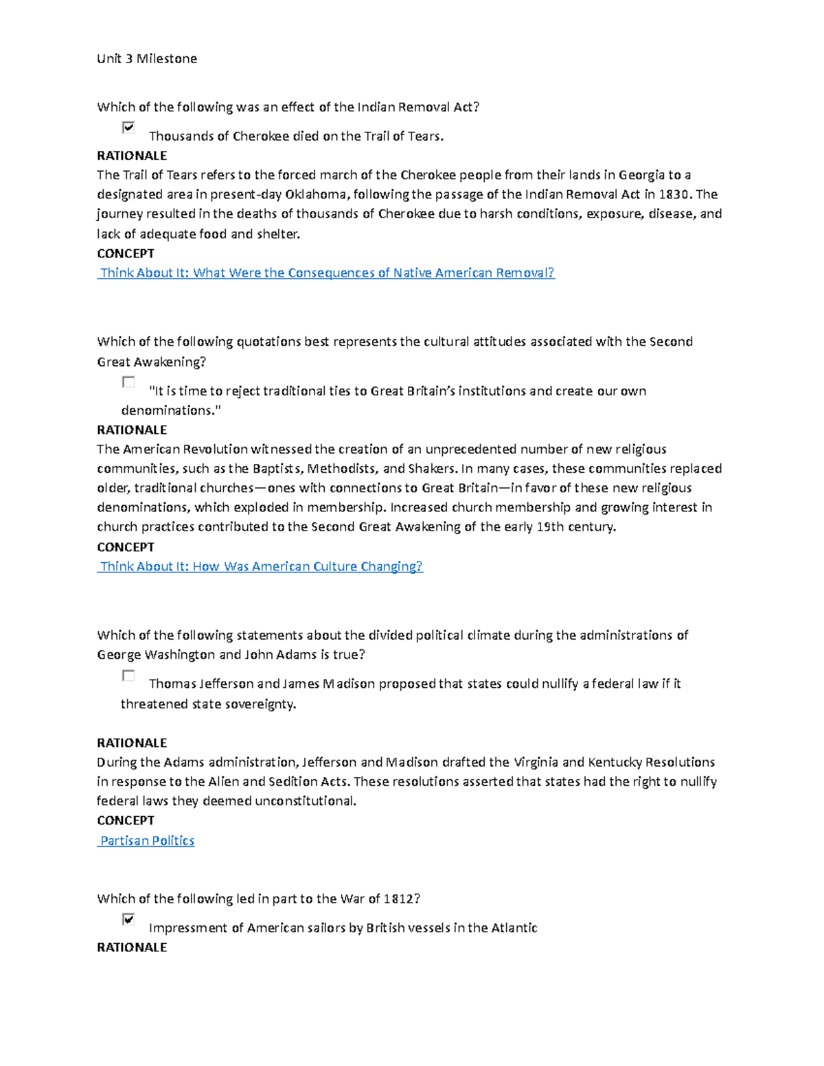 Unit 3 Milestone: Key Concepts of American History - Studocu