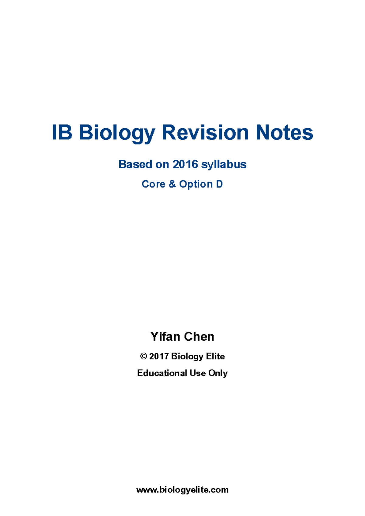 IB Biology Revision Notes: Core Option D - Comprehensive Study Guide ...