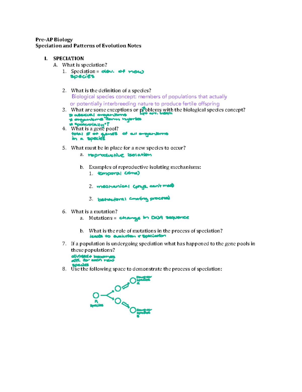 Pre-AP Biology: Speciation and Evolution Patterns Notes - Studocu