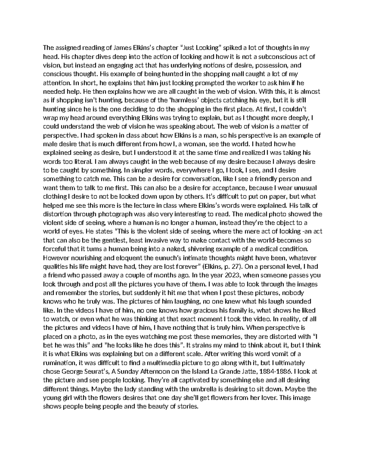 Rumination 1 - Summary of Elkins' Visual Communication Insights - Studocu