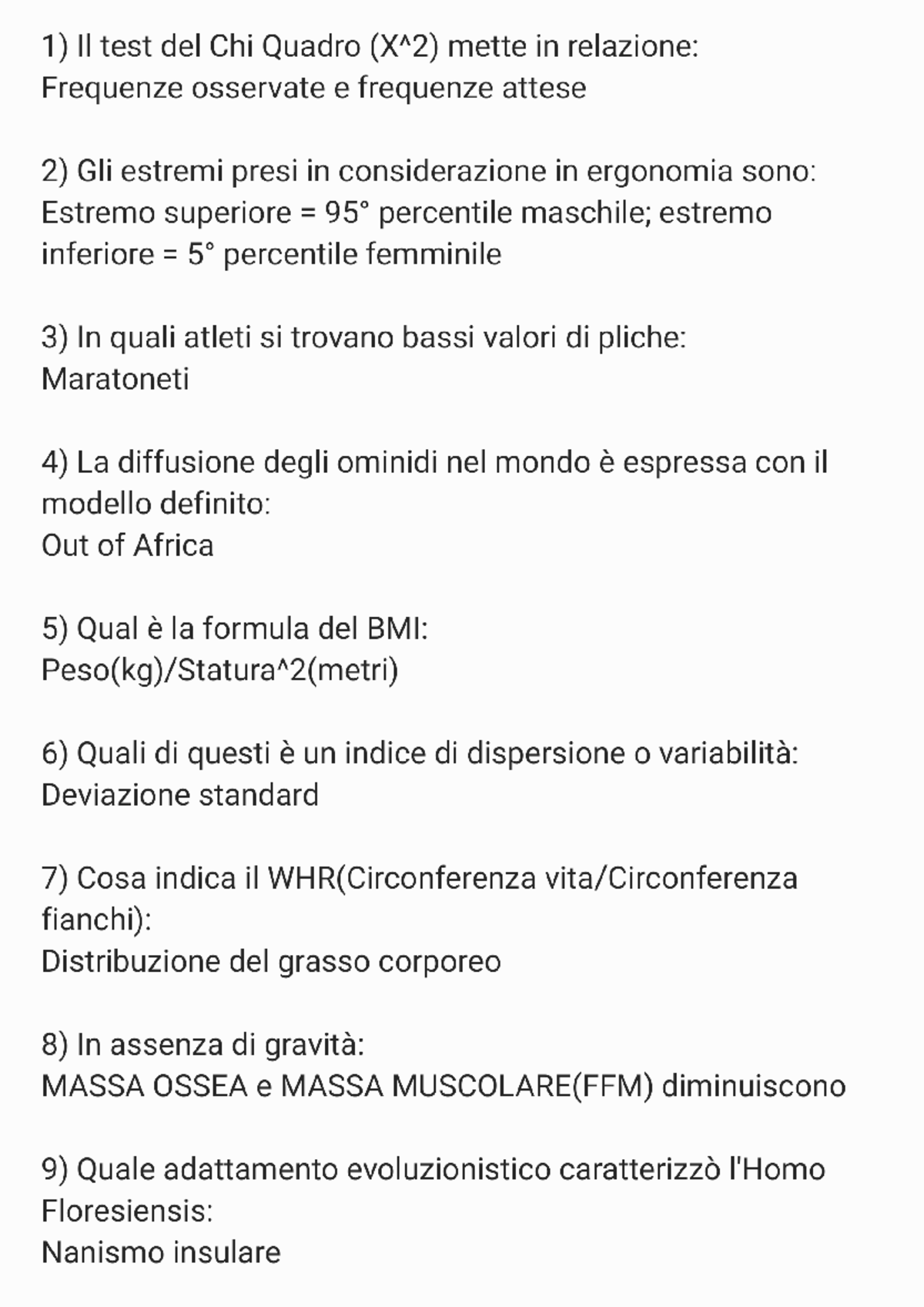 Domande di Esercitazione in Antropologia (2) - Corrette 240520 - Studocu