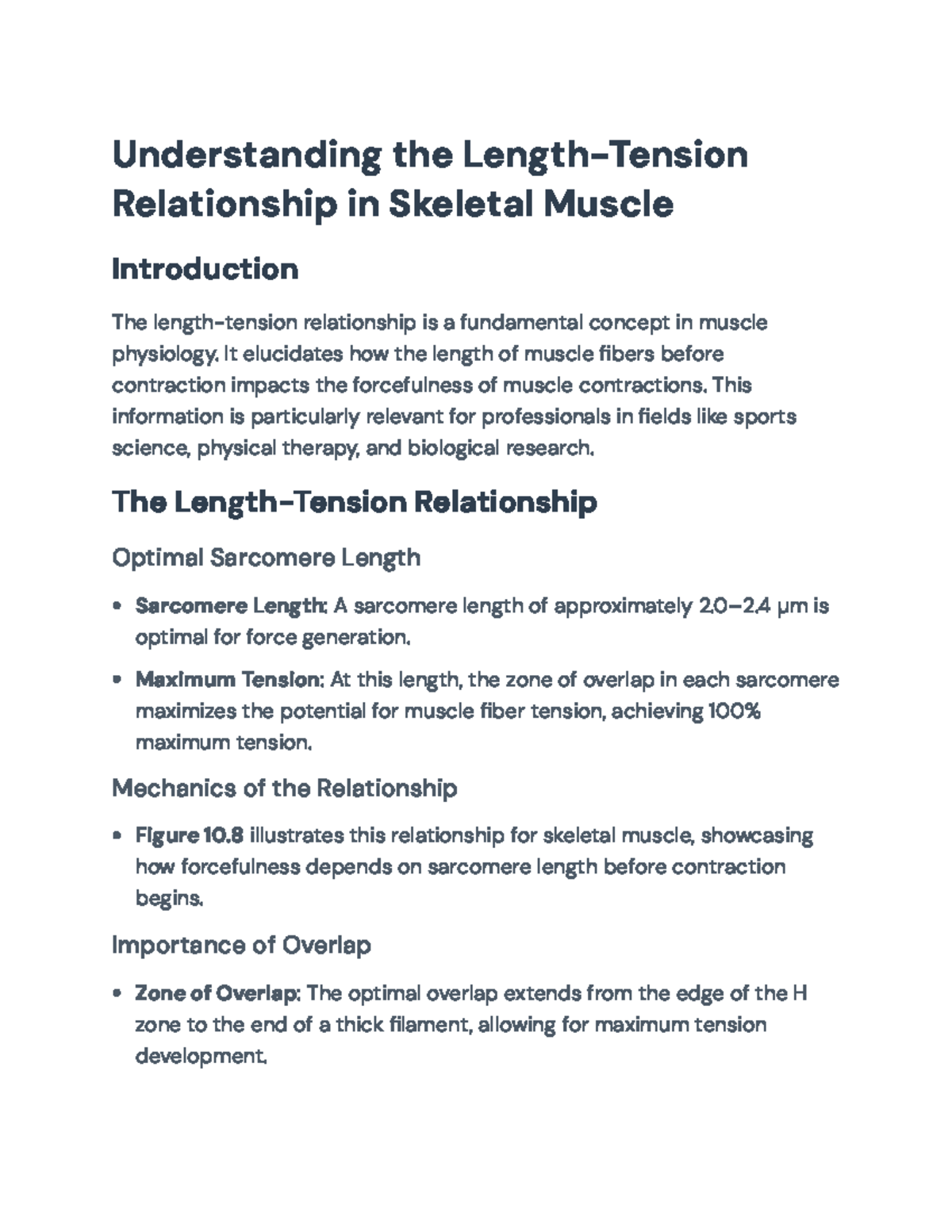 Understanding the Length-Tension Relationship in Skeletal Muscle ...