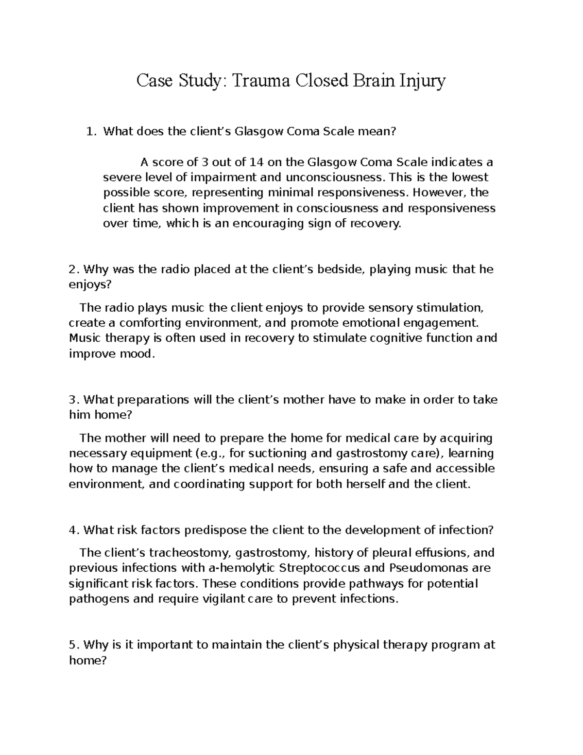 Case study trauma brain closed injury - Case Study: Trauma Closed Brain ...