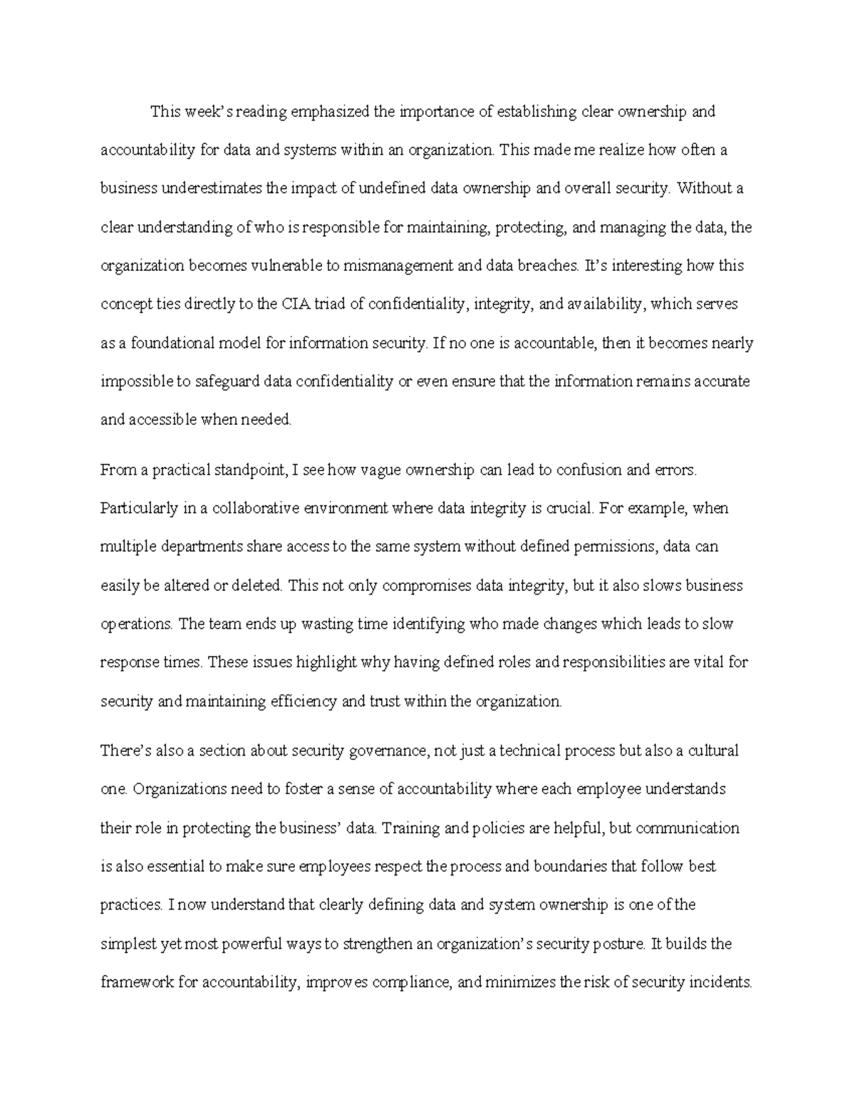 2-2 Journal: Importance of Data Ownership & Security Accountability ...