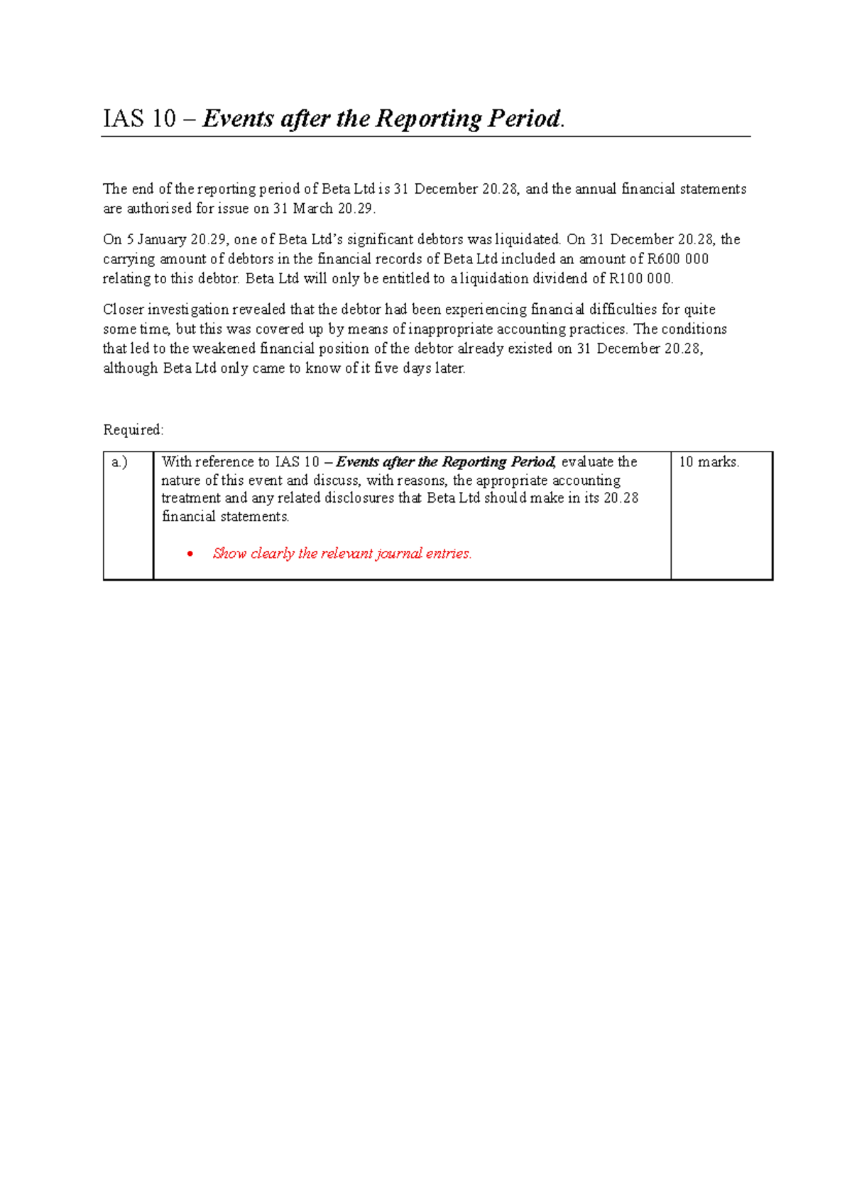 IAS 10 Events After Reporting Period: Accounting Treatment ...