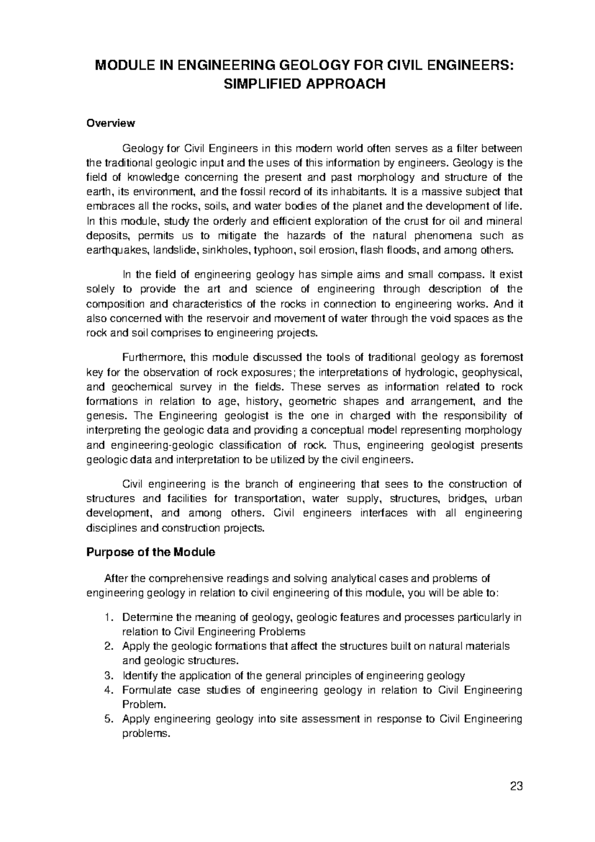 ES 215: Module 1 - Geology Insights for Civil Engineering Applications ...