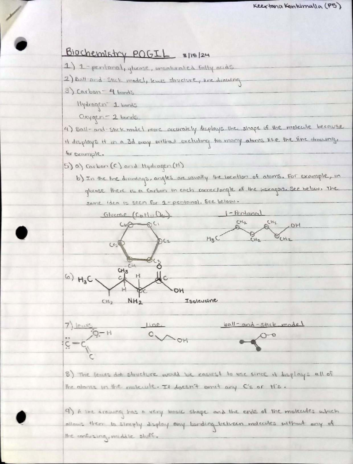 Biochemistry POGIL: Exploring Molecules and Their Structures - Studocu