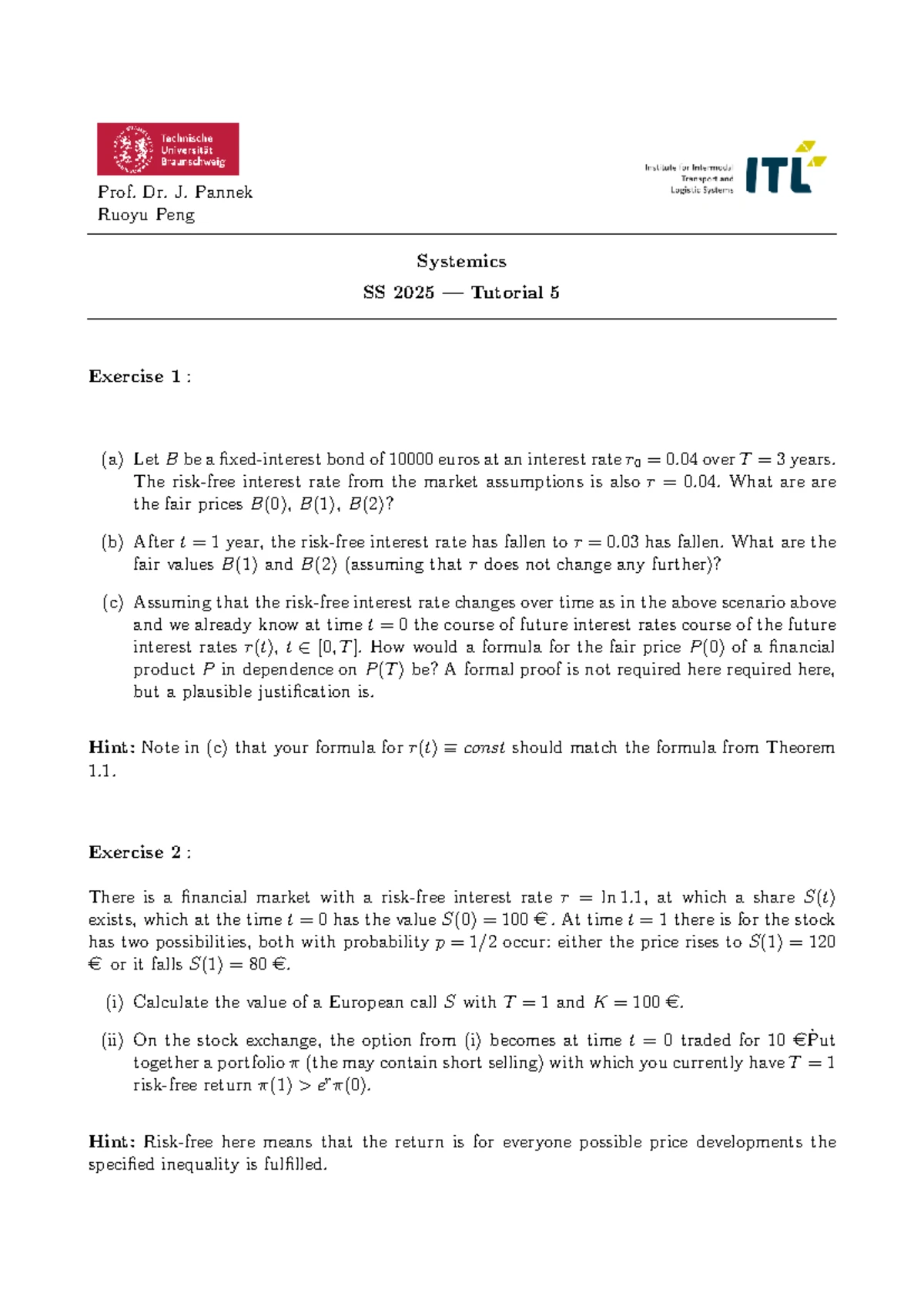 SS 2025 Systemics Tutorial 3: Double Oscillator & Robot Arm Exercises - Studocu