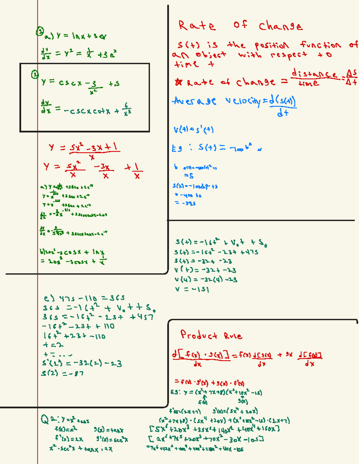 Mathematics 101: Change of Average and Rate Functions Notes - Studocu