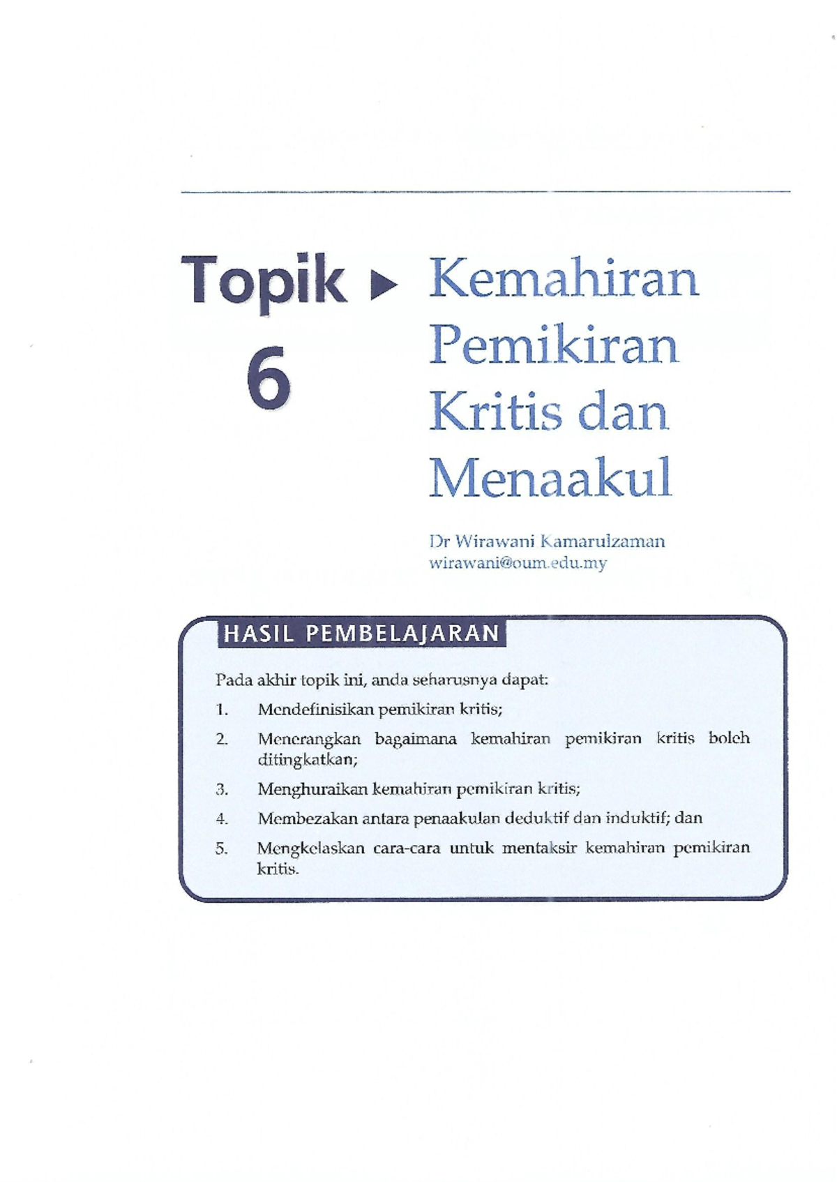 Topik 6: Kemahiran Pemikiran Kritis dan Menaakul - Nota Pembelajaran ...