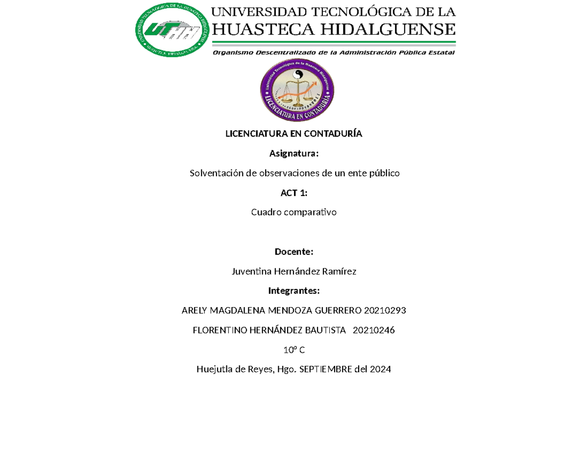 Cuadro comparativo - LICENCIATURA EN CONTADURÍA Asignatura ...