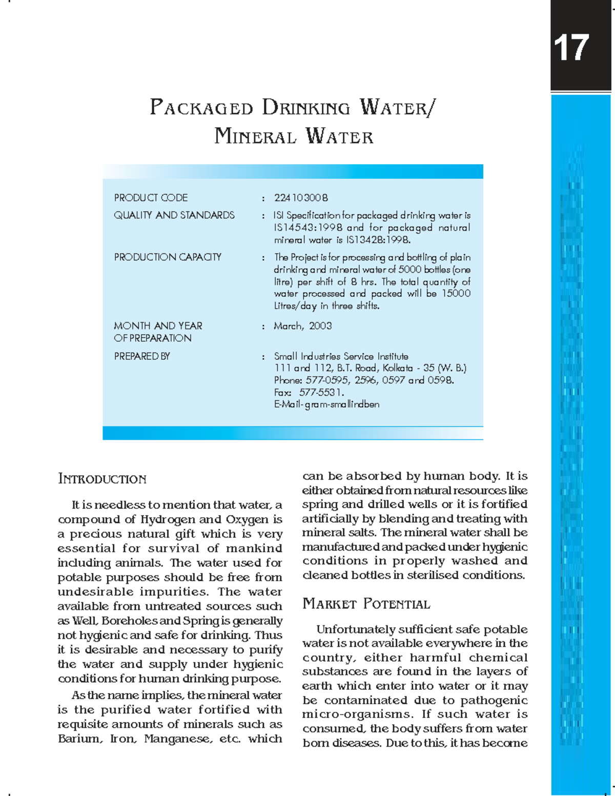 Packaged Drinking Water Project Report (DPR) - Code: 224103008 - Studocu