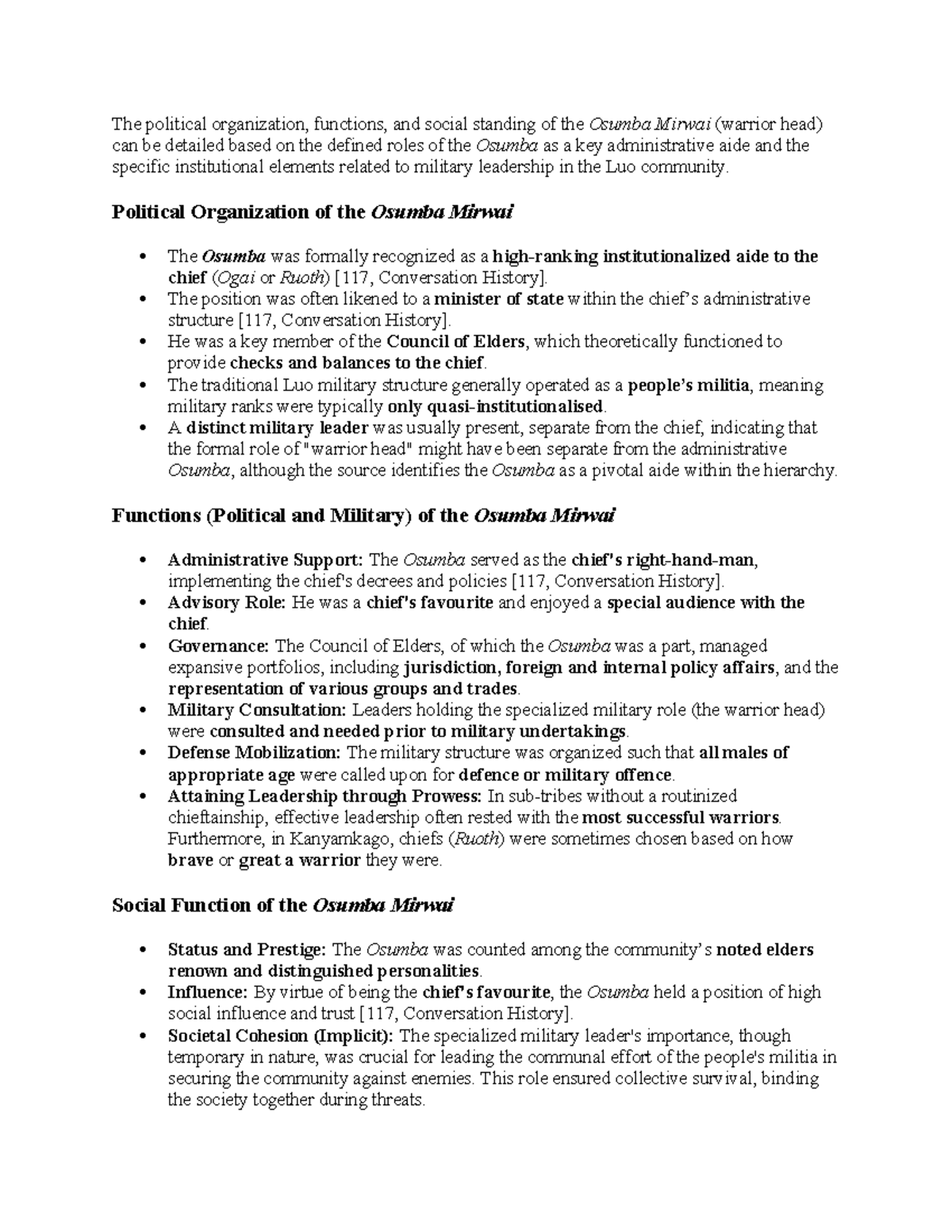 Political Organization and Functions of the Osumba Mirwai in Luo ...