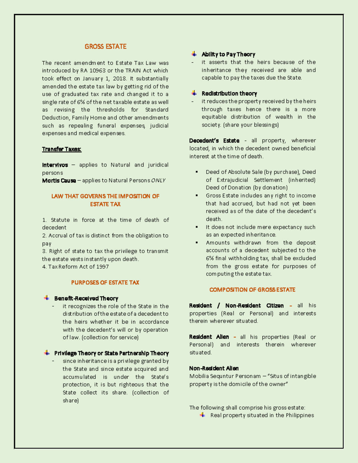Gross Estate Taxation Overview and Key Concepts (LAW 101) - Studocu