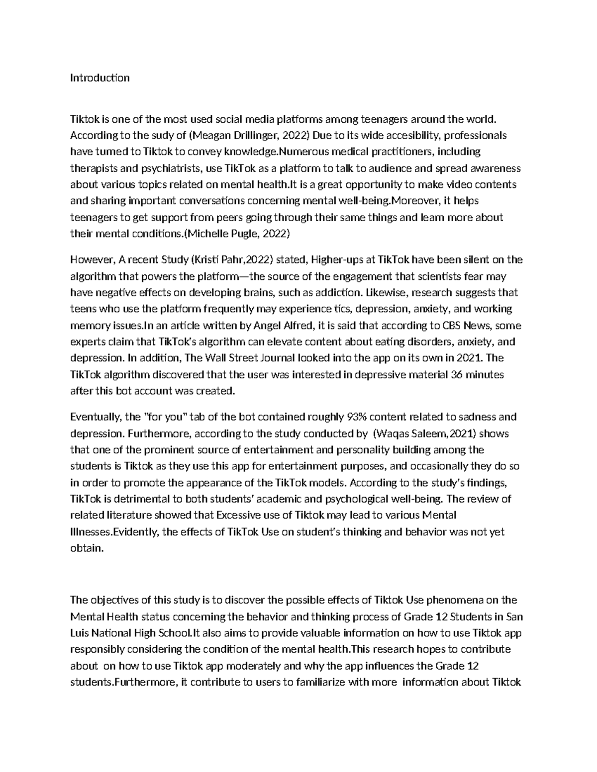 Effects of TikTok Use on Mental Health of Grade 12 Students - Studocu