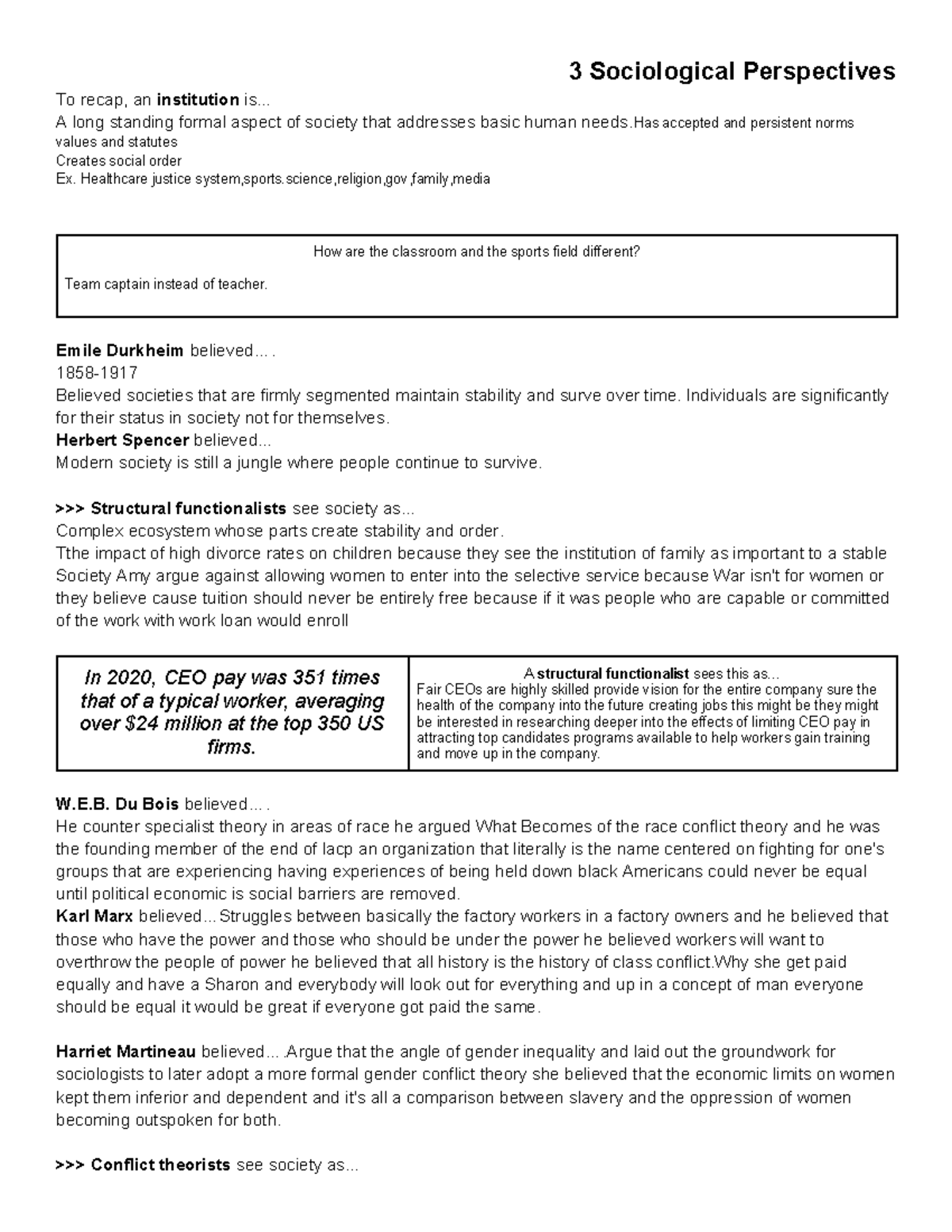 Evolution of Sociology: Lecture Notes on Sociological Perspectives ...