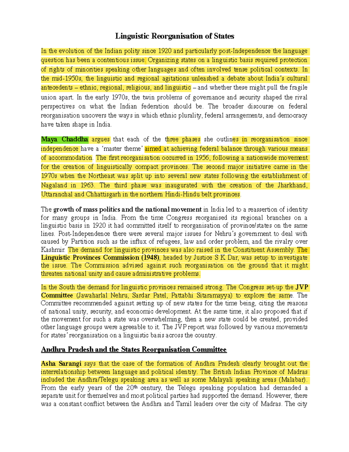 Mansi Kankan - Linguistic Reorganisation of States - Linguistic ...