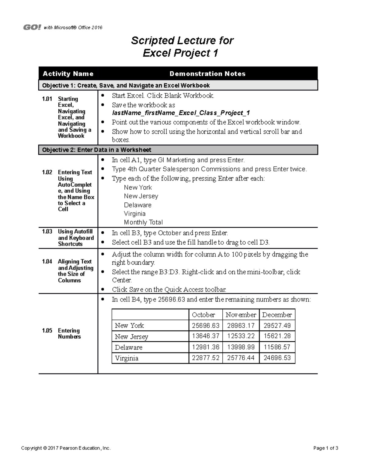 Excel 2016 Class Project 1 Script: Comprehensive Guide and Activities ...
