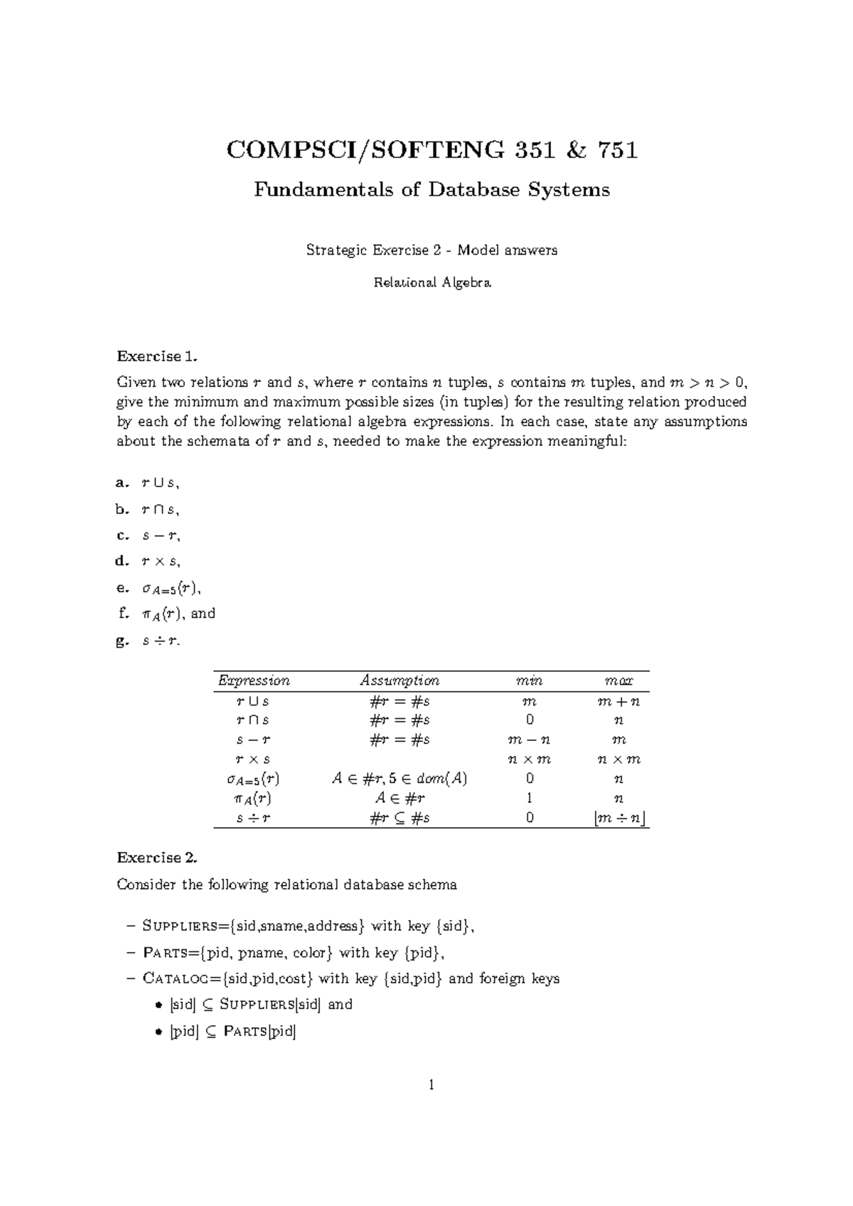 Compsci 351 2017 Strategic Exercise 2 - Solutions - COMPSCI/SOFTENG 351 ...