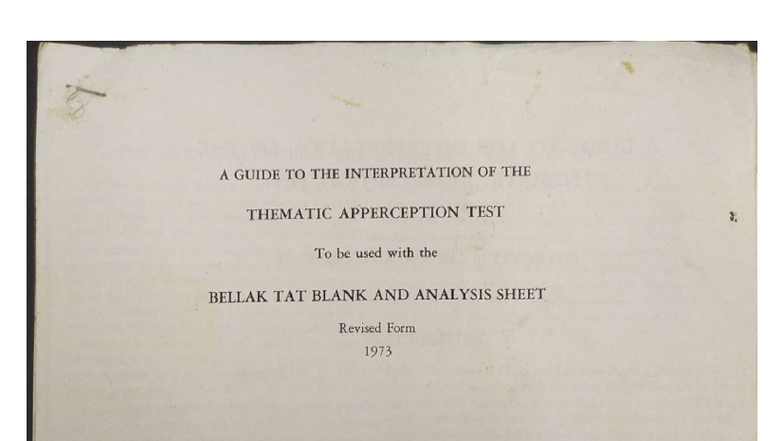 A Comprehensive Guide to the Thematic Apperception Test (TAT) Manual by ...