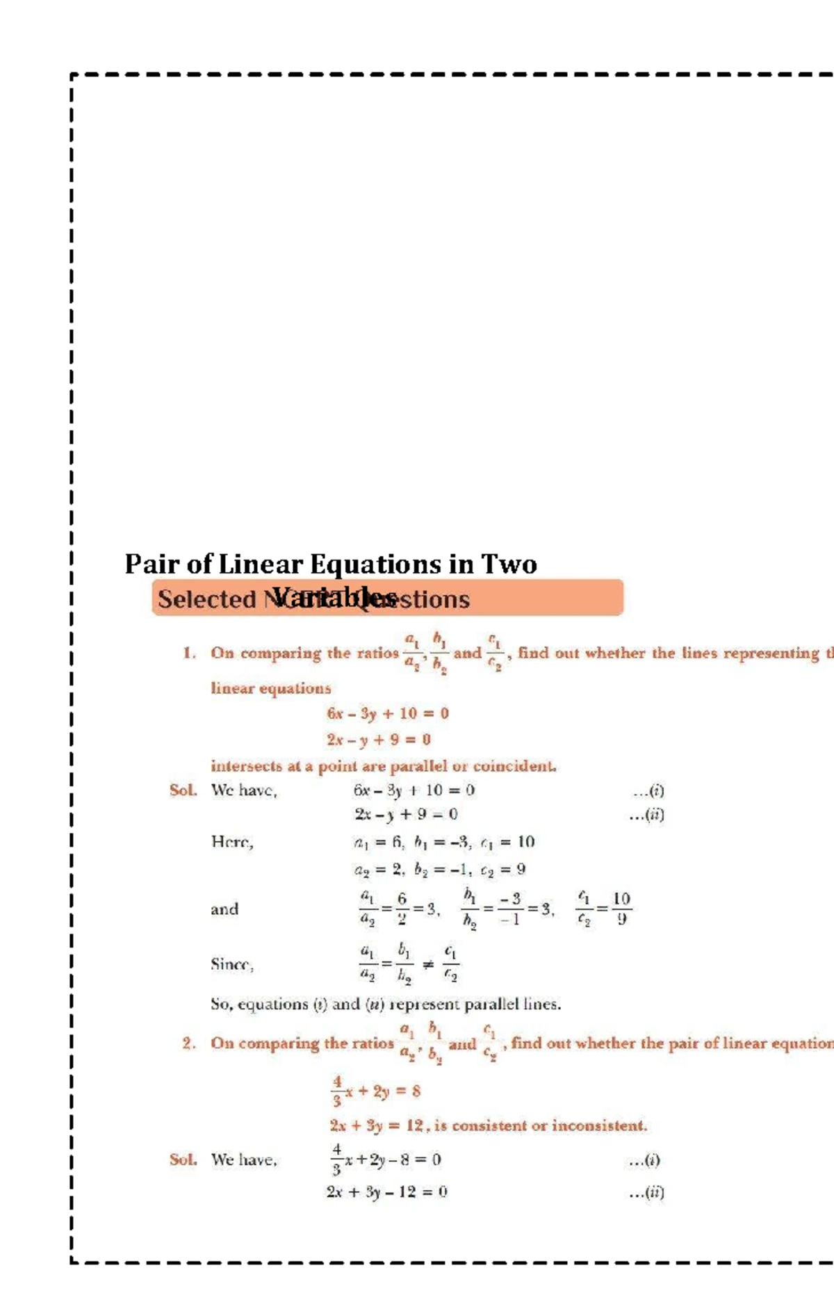 Linear Equations in Two Variables: Concepts and Solutions (Math 101) - Studocu