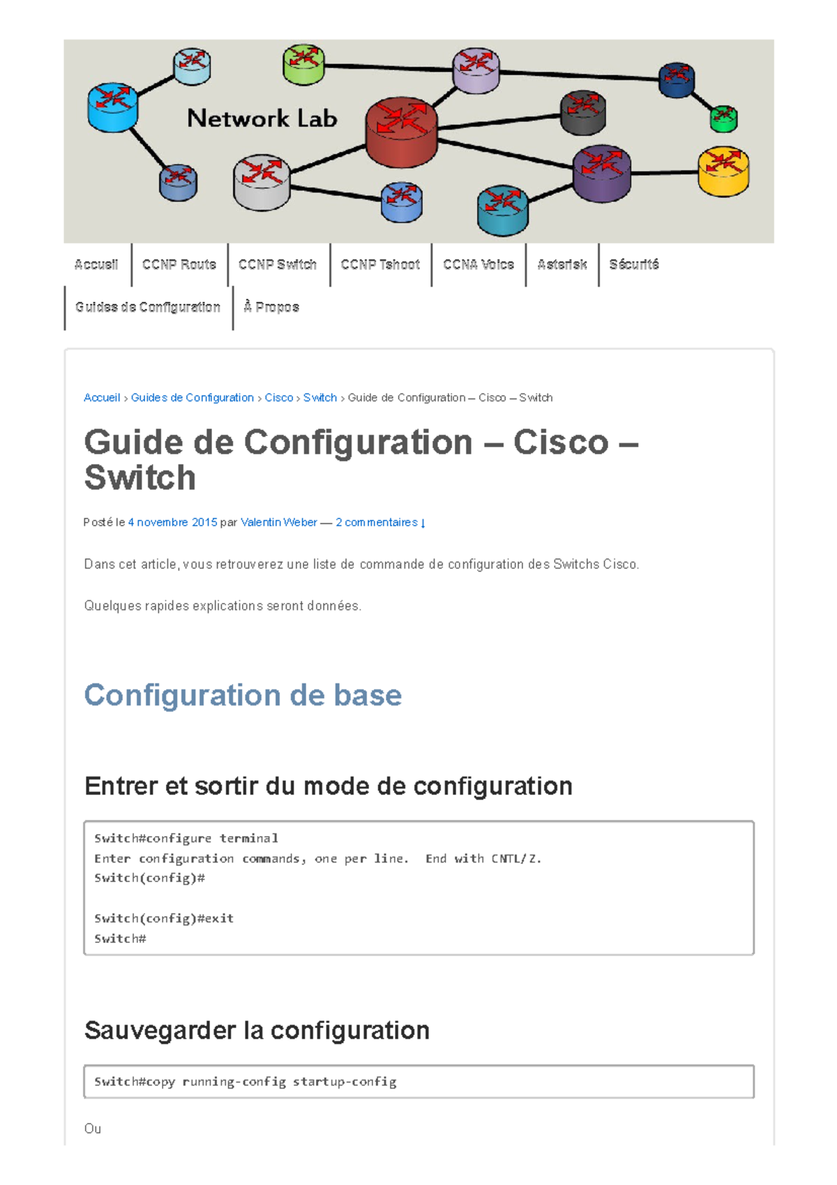 Guide de Configuration – Cisco – Switch Networklab - Accueil › Guides ...