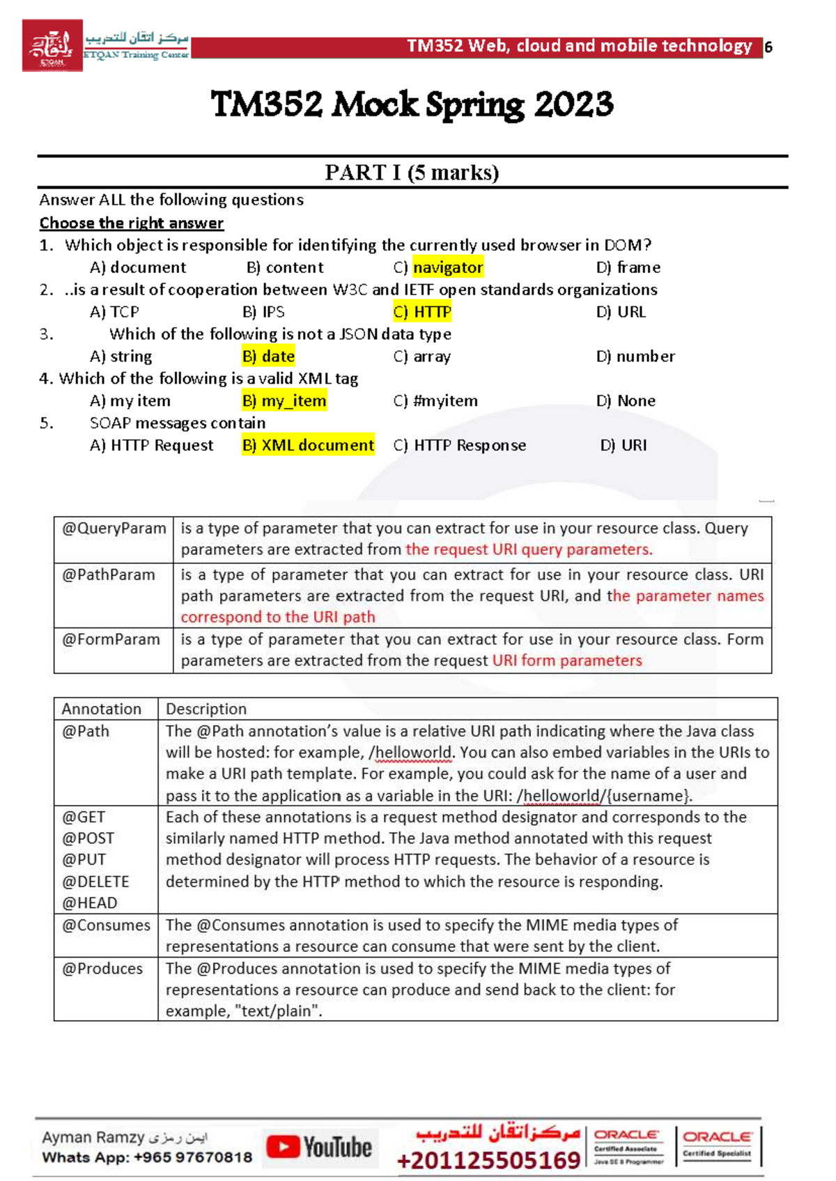 TM352 Web, Cloud & Mobile Tech Mock Exam Spring 2023 - Studocu