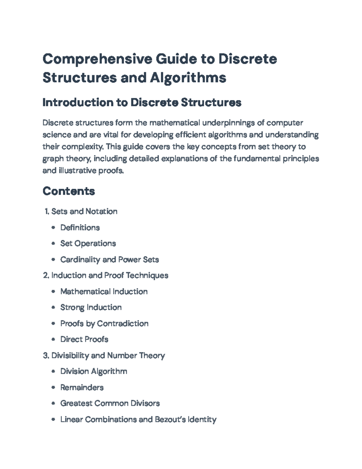 Discrete Structures and Algorithms Comprehensive Study Guide - Comprehensive Guide to Discrete ...