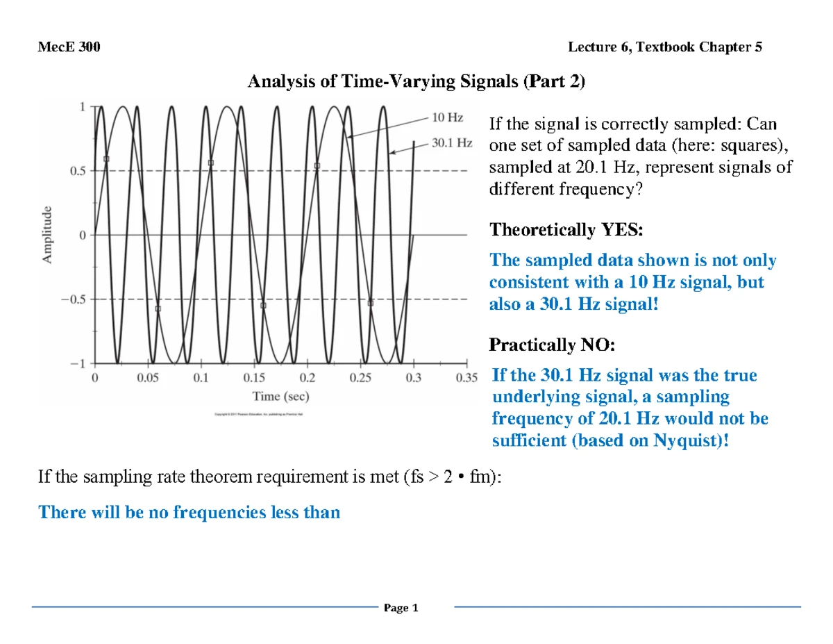 MecE 300 Lecture 7: Spectral Analysis of Signals and Fourier Series ...