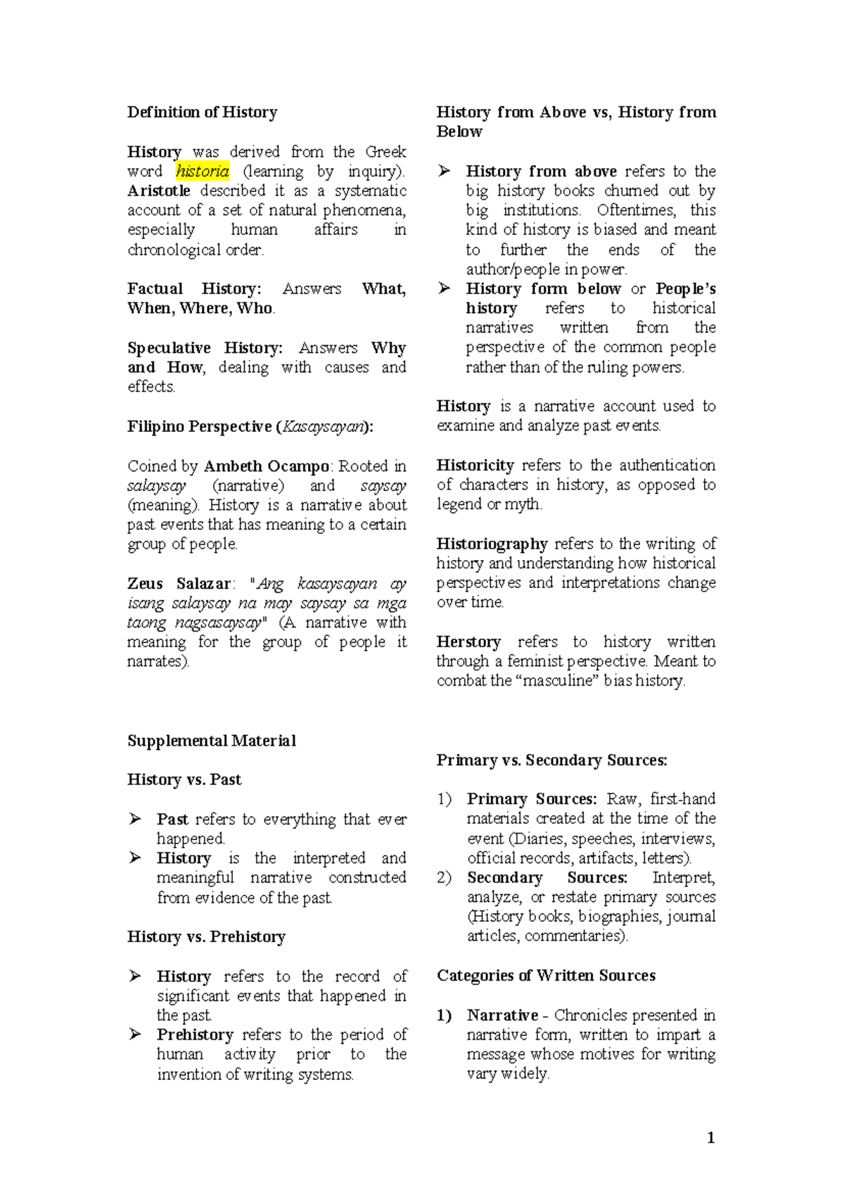 RPH 101: Prelim Reviewer on Historical Perspectives and Criticism - Studocu