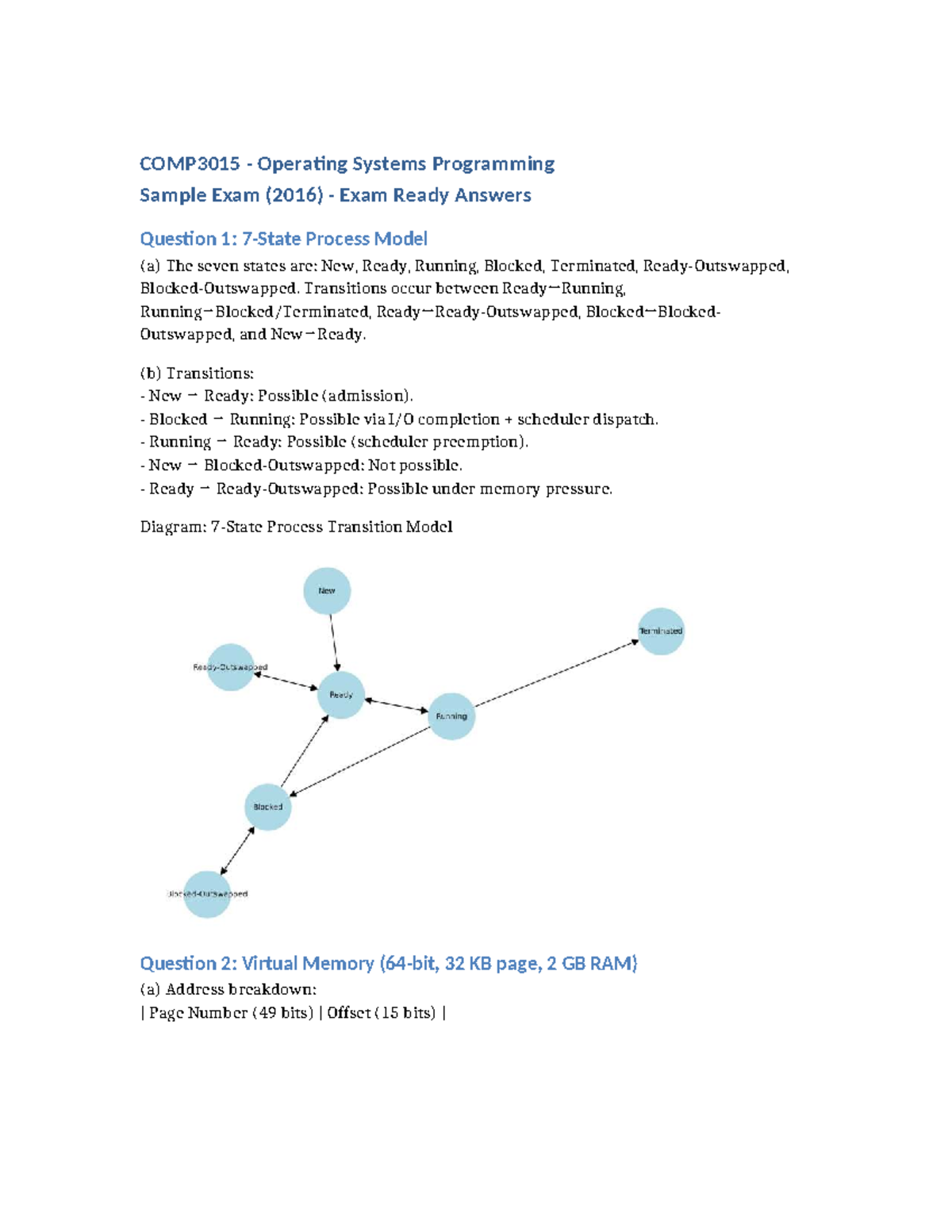COMP3015 Operating Systems Programming Sample Exam Answers (2016) - Studocu