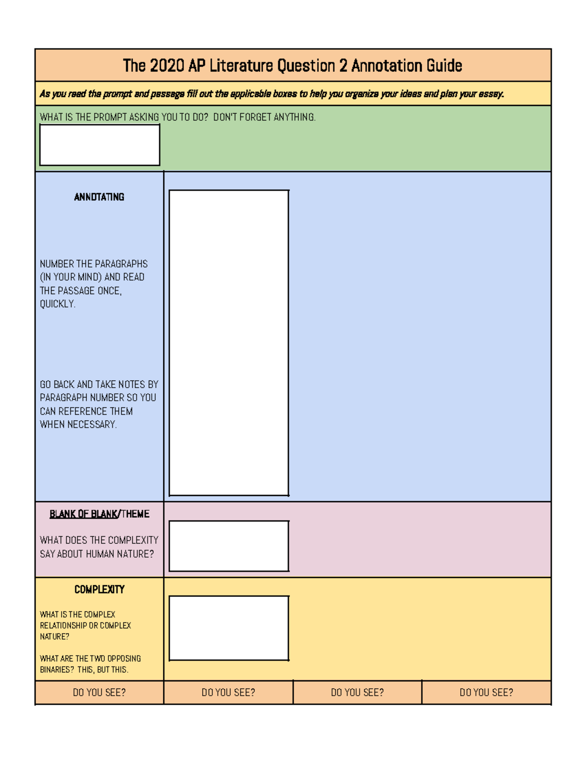 The 2020 AP Lit Question 2 Annotation & Essay Planning Guide - Studocu