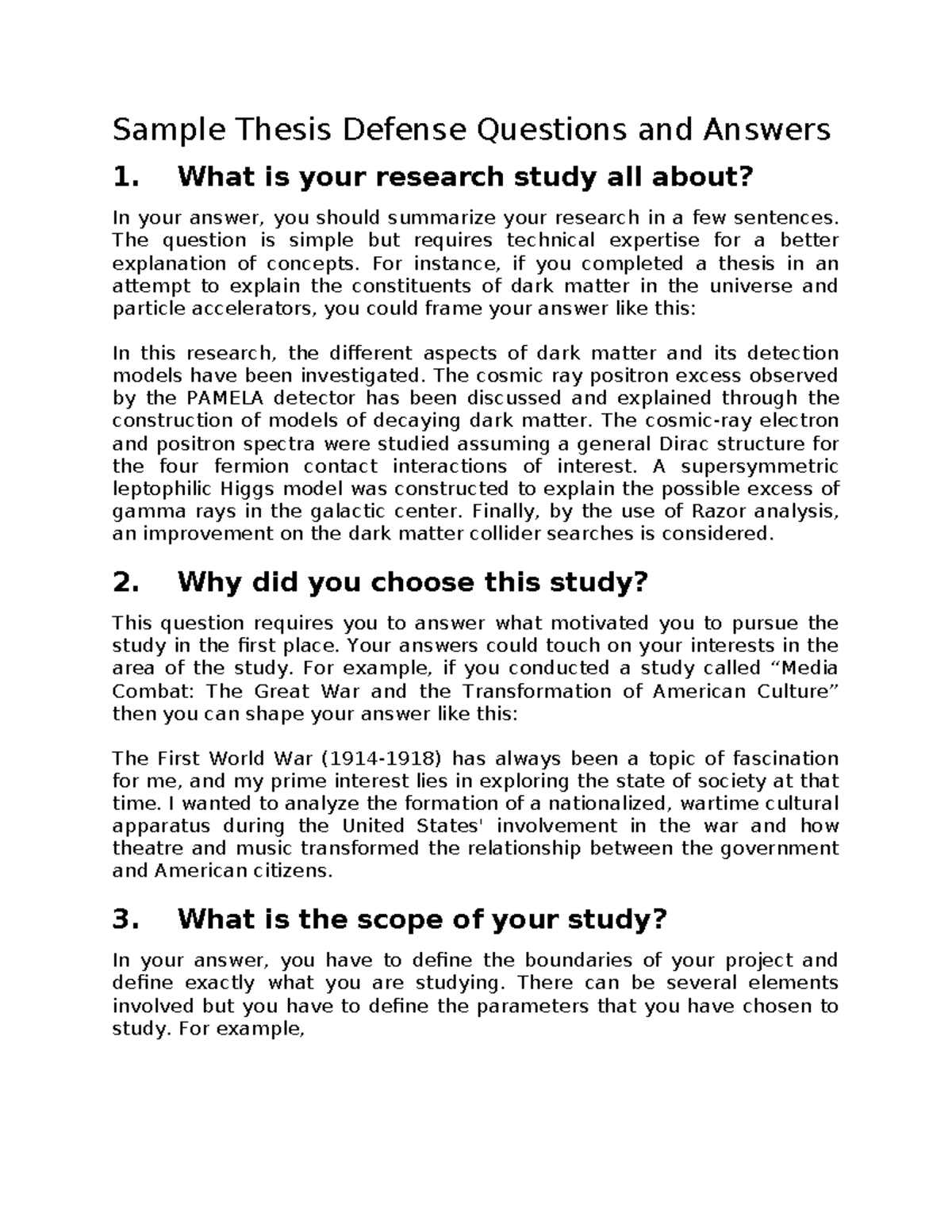 Thesis Defense Q&A: Common Questions and Effective Responses - Studocu