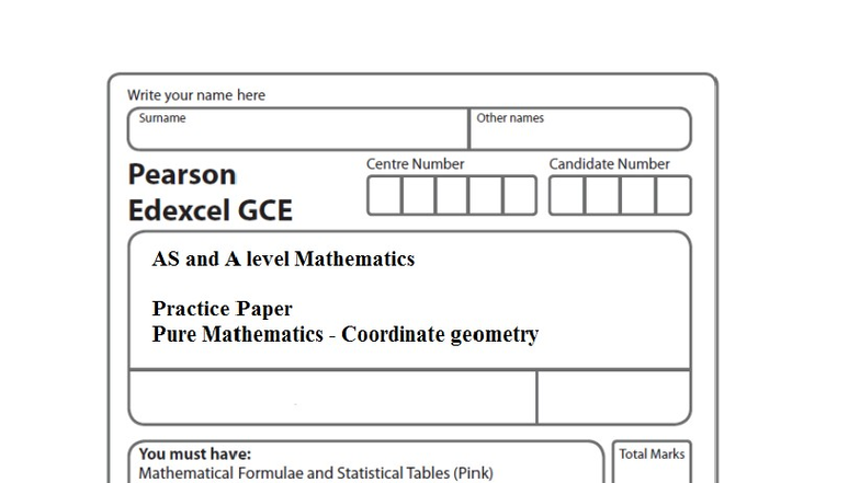 AS Mathematics Practice Paper: Coordinate Geometry Exam Guide - Studocu